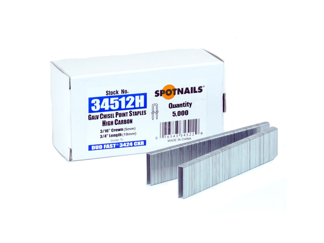 Spotnails 34512H Duo-Fast 34 Series 3/16" Crown 3/4" Length Staples ...